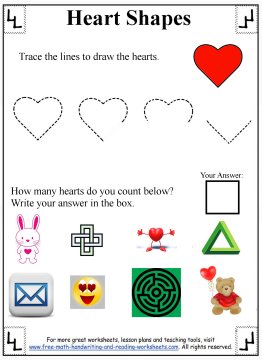 Heart Shapes Preschool Worksheets