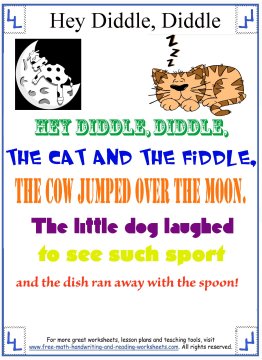 Hey Diddle Diddle Nursery Rhyme - Printable Activity