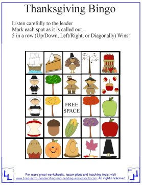 Thanksgiving Party Games - Printable Bingo Cards