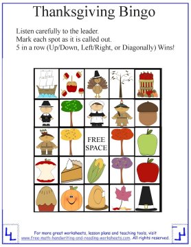 Thanksgiving Party Games - Printable Bingo Cards