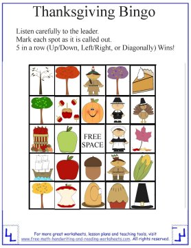 Thanksgiving Party Games - Printable Bingo Cards